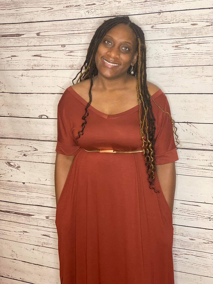 I Am Purposed Dress (Fired Brick- Plus Size) – The Real Trendsetter